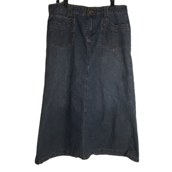 Cato | Skirts | Cato Below Knee Length Denim Pencil Skirt Stretch Slit ...